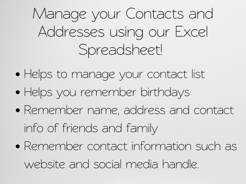 Address Tracker Template Excel Spreadsheet Address Book - Etsy