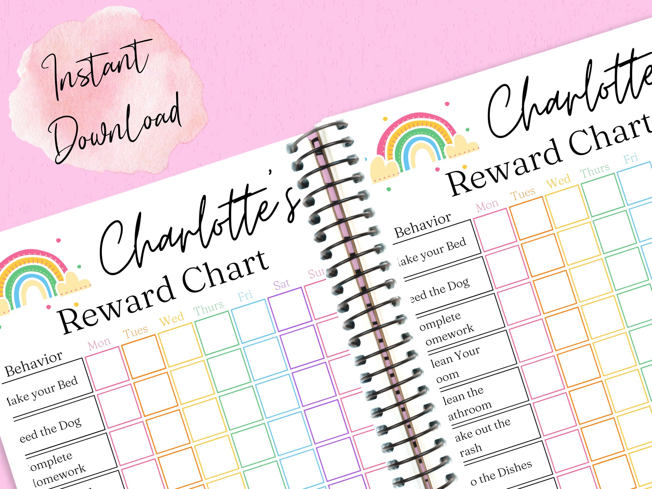 Reward Chart for Kids Printable Editable in Canva Sticker - Etsy