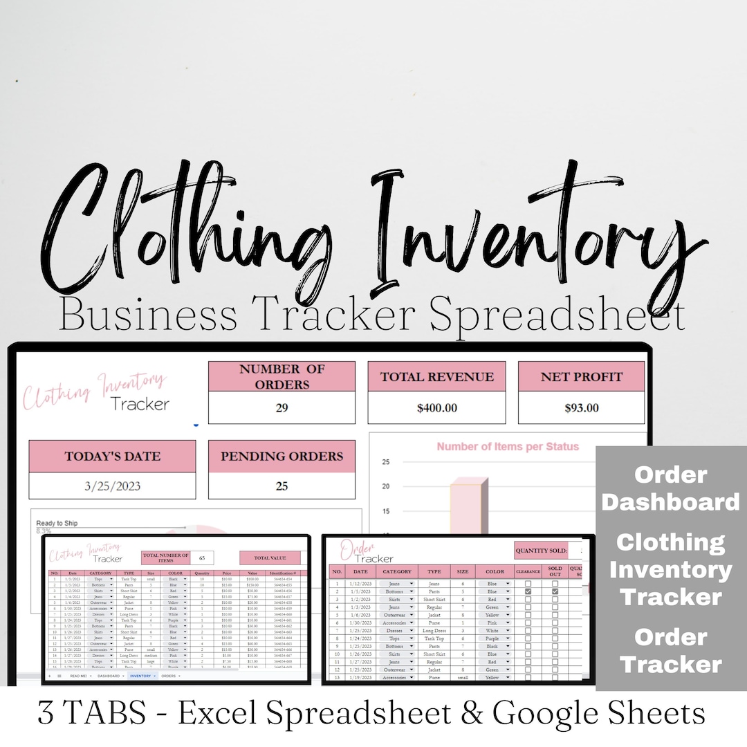 Plantilla de inventario de ropa, registro de seguimiento de inventario ...