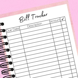 Bill Tracker Printable, Bill Tracker PDF, Bill Tracker Personal Size ...