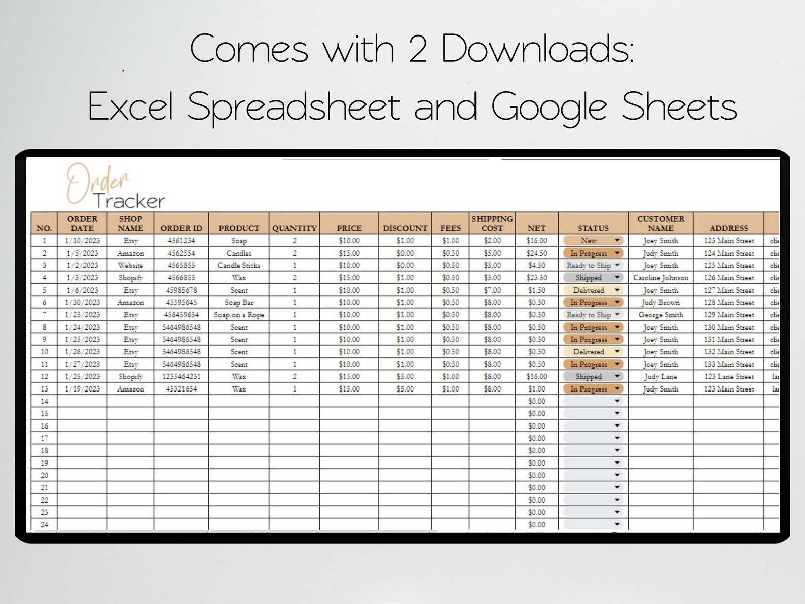 Order Tracker Excel, Order Tracker Google Sheets, Order Tracker ...