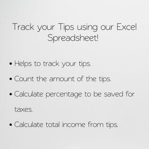 Tip Tracker Excel Spreadsheet, Tips Tracker, Tip Shift Tracker, Server ...