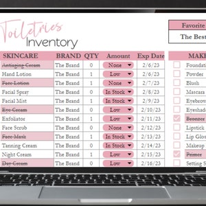 Toiletries Inventory, Toiletries Packing List for Travel, Household ...