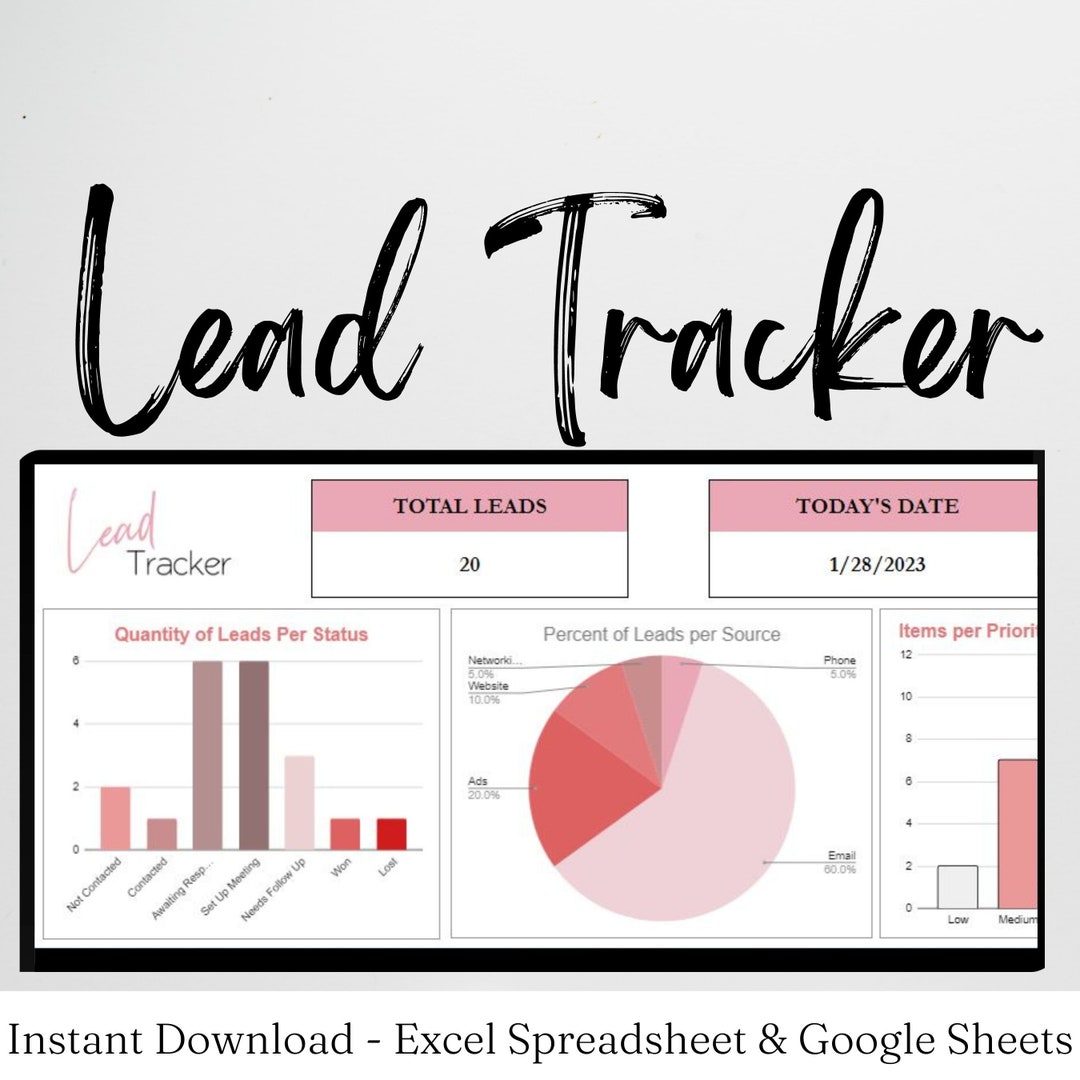 Lead Tracking Spreadsheet, Lead Tracker Google Sheet, Lead Tracker ...