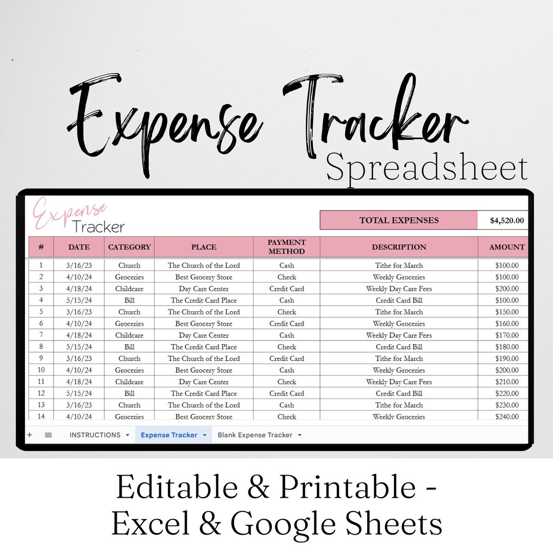 Expenses Tracker Google Sheets Template, Spending Tracker, Small ...