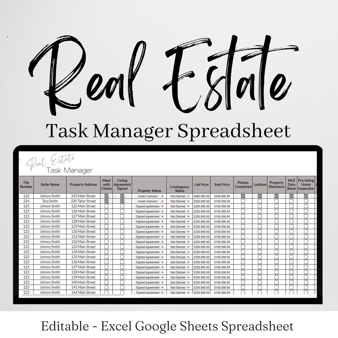 Real Estate Transaction Template, Real Estate Transaction Sheet, Real ...