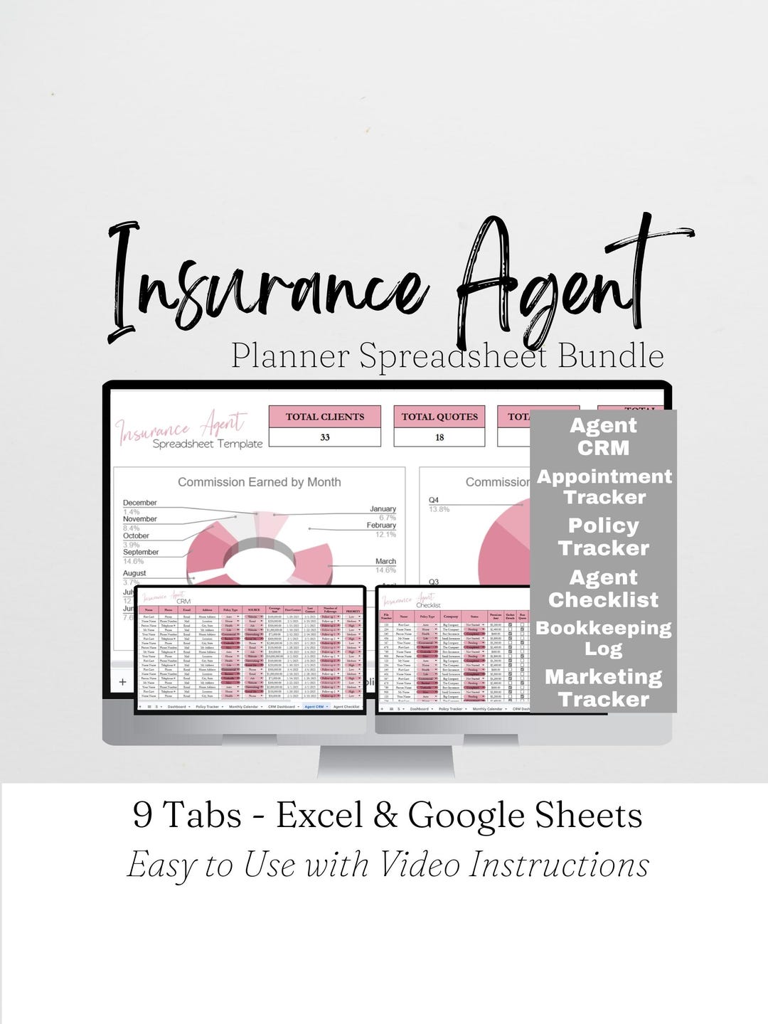 Insurance Agent Business Template Bundle Google Sheets, Life Insurance ...