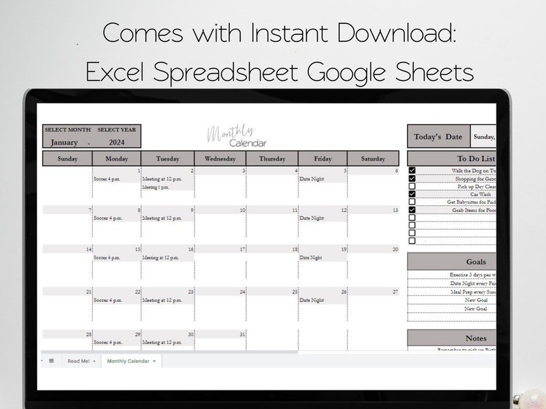 Calendar Google Sheet Template Yearly Calendar 2023 Monthly - Etsy