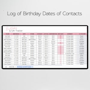 Birthday Tracker Template Excel Spreadsheet, Birthday Gift Tracker ...