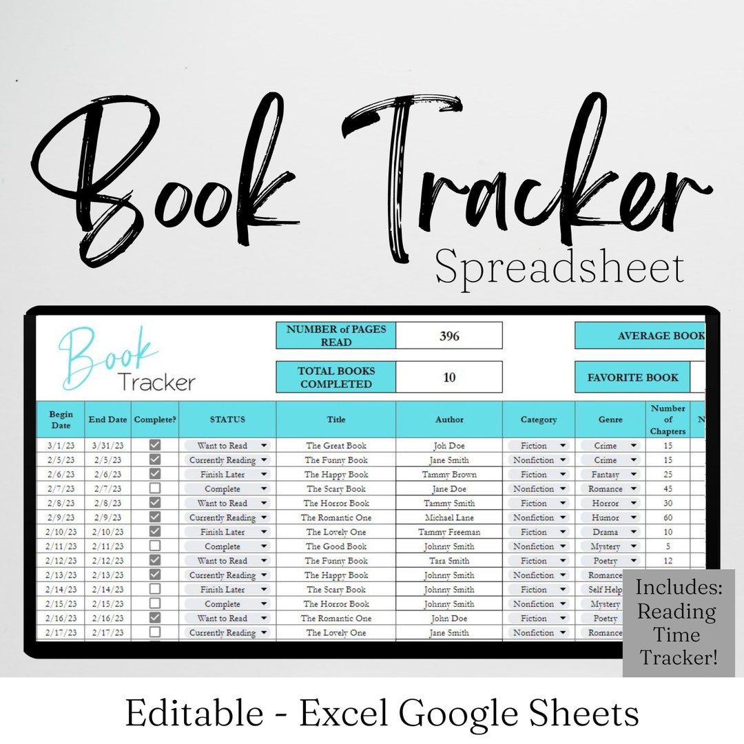 Reading Tracker Spreadsheet, Reading Tracker Google Sheets, Book ...