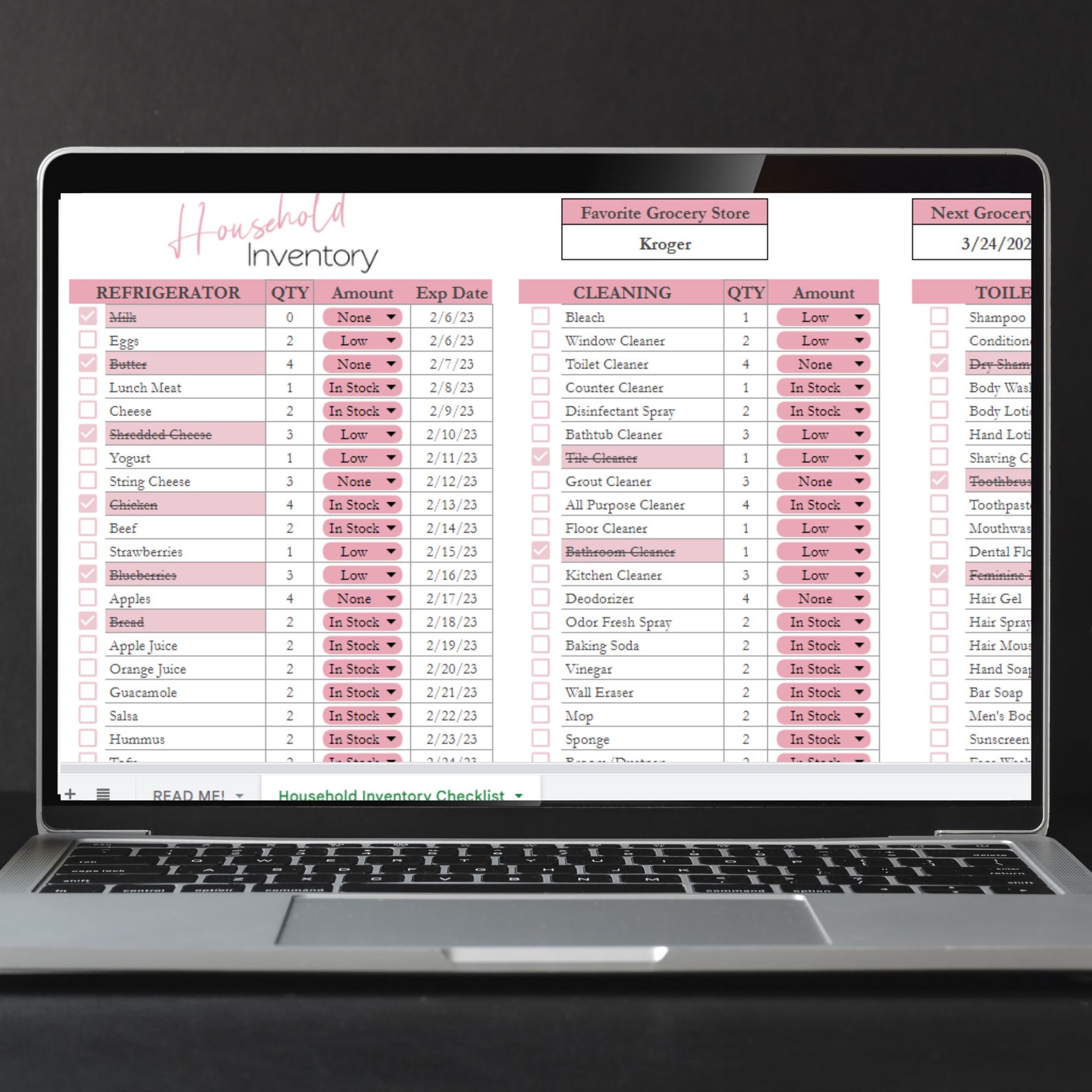 Household Inventory Checklist, Home Inventory Tracker Template, Food ...