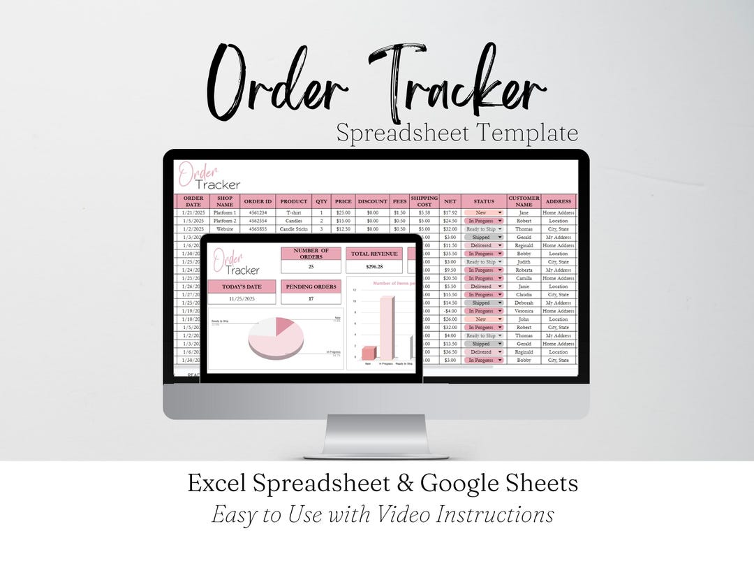 Order Tracker Google Sheets, Order Tracker Excel, Order Tracker ...