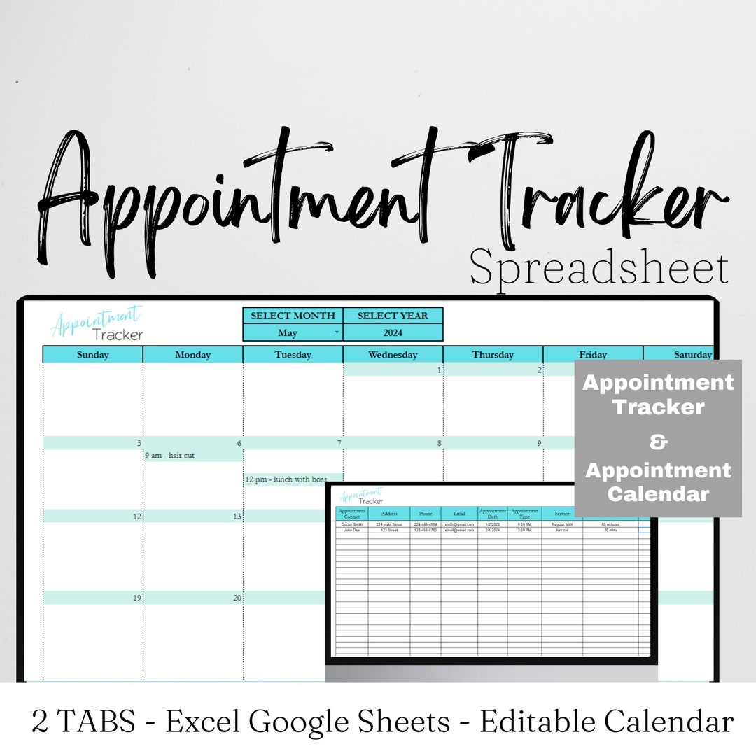Appointment List Google Sheets, Appointment Template, Appointment ...