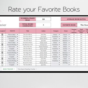 Book Tracker Journal, Book Tracker Excel, Reading Planner, Book Tracker ...