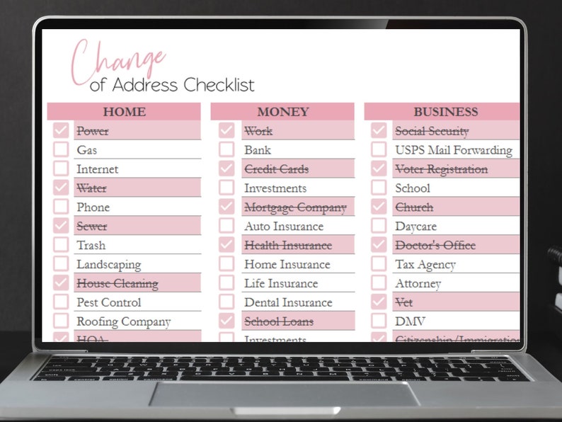 Change of Address Template Address Checklist New Address - Etsy