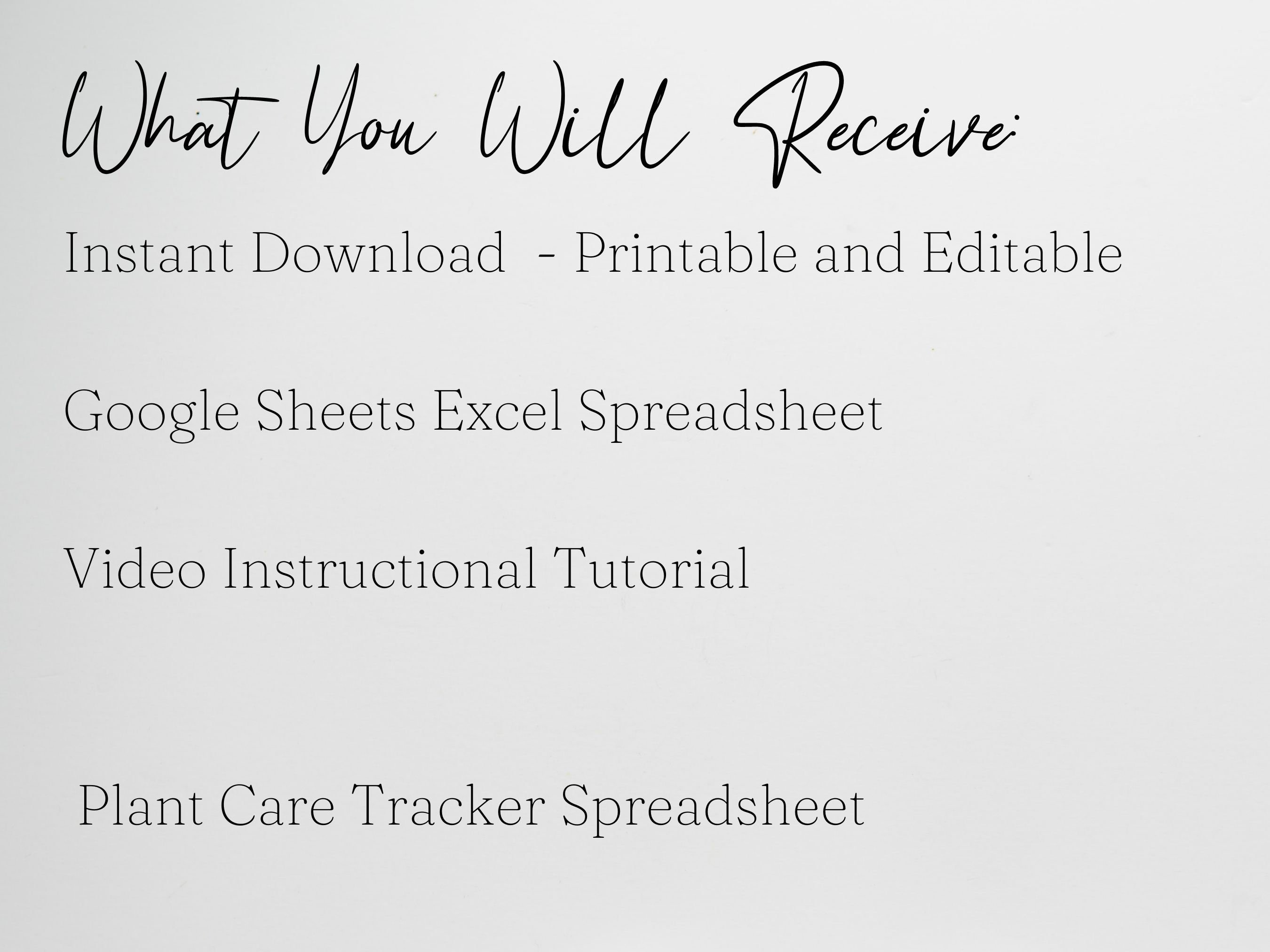 Plant Care Tracker Excel Spreadsheet, Houseplants Care, House Plant ...