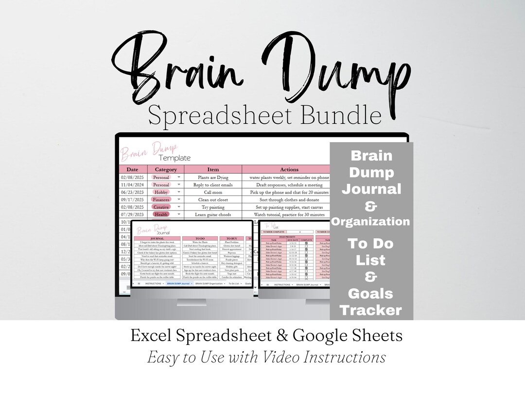 Brain Dump Template Google Sheets, Productivity Planner, Note Taking ...