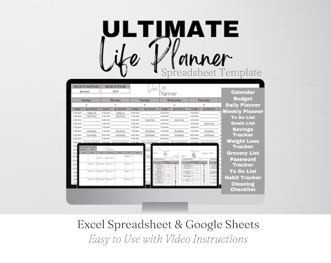 All in One Life Planner Templates for Google Sheets, Digital Personal ...
