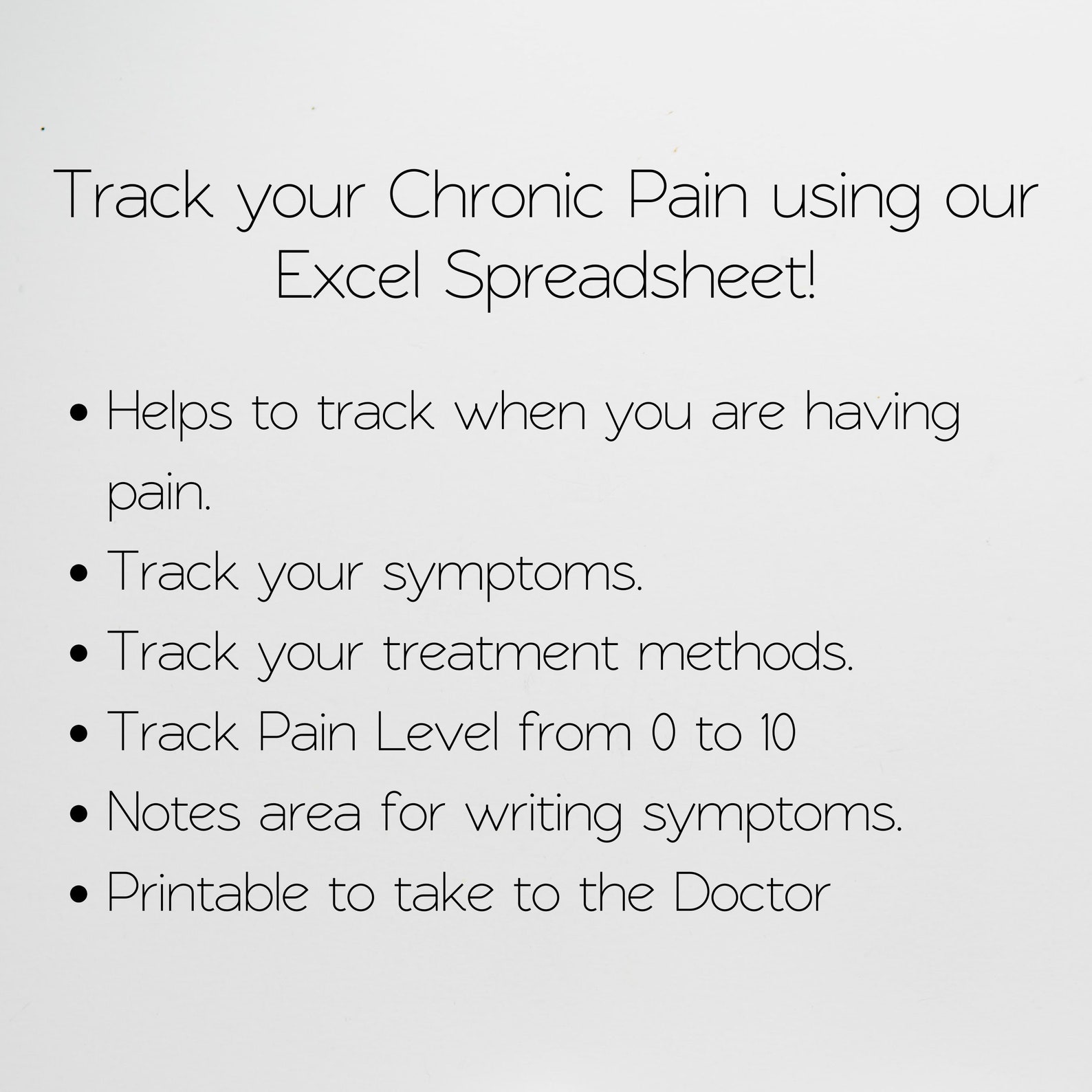 Chronic Pain Tracker Excel Spreadsheet, Chronic Pain Journal Template ...