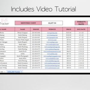 Utility Bill Tracker Excel Spreadsheet, Utilities Tracker Google Sheets ...