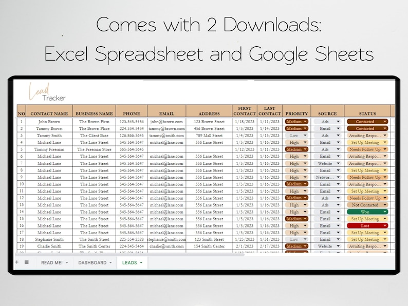 Lead Tracker Google Sheet, Lead Tracking Spreadsheet, Lead Tracker ...