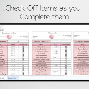 Bucket List Template Excel Spreadsheet, Bucket List Journal, Bucket ...