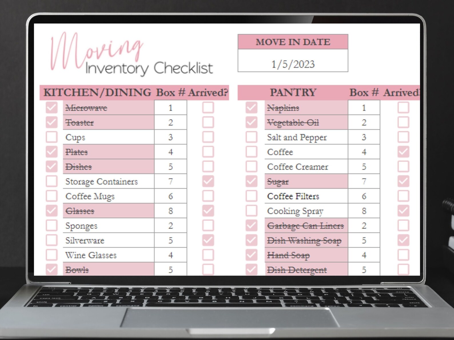 Moving Inventory Template Google Sheets Moving Planner - Etsy