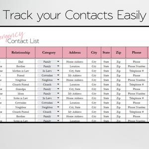 Emergency Contact List Template Excel Spreadsheet, Emergency ...