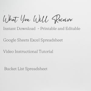 Bucket List Template Excel Spreadsheet, Bucket List Journal, Bucket ...