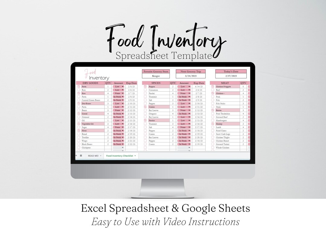 Food Inventory Template - Tracker for Pantry, Groceries in Refrigerator ...