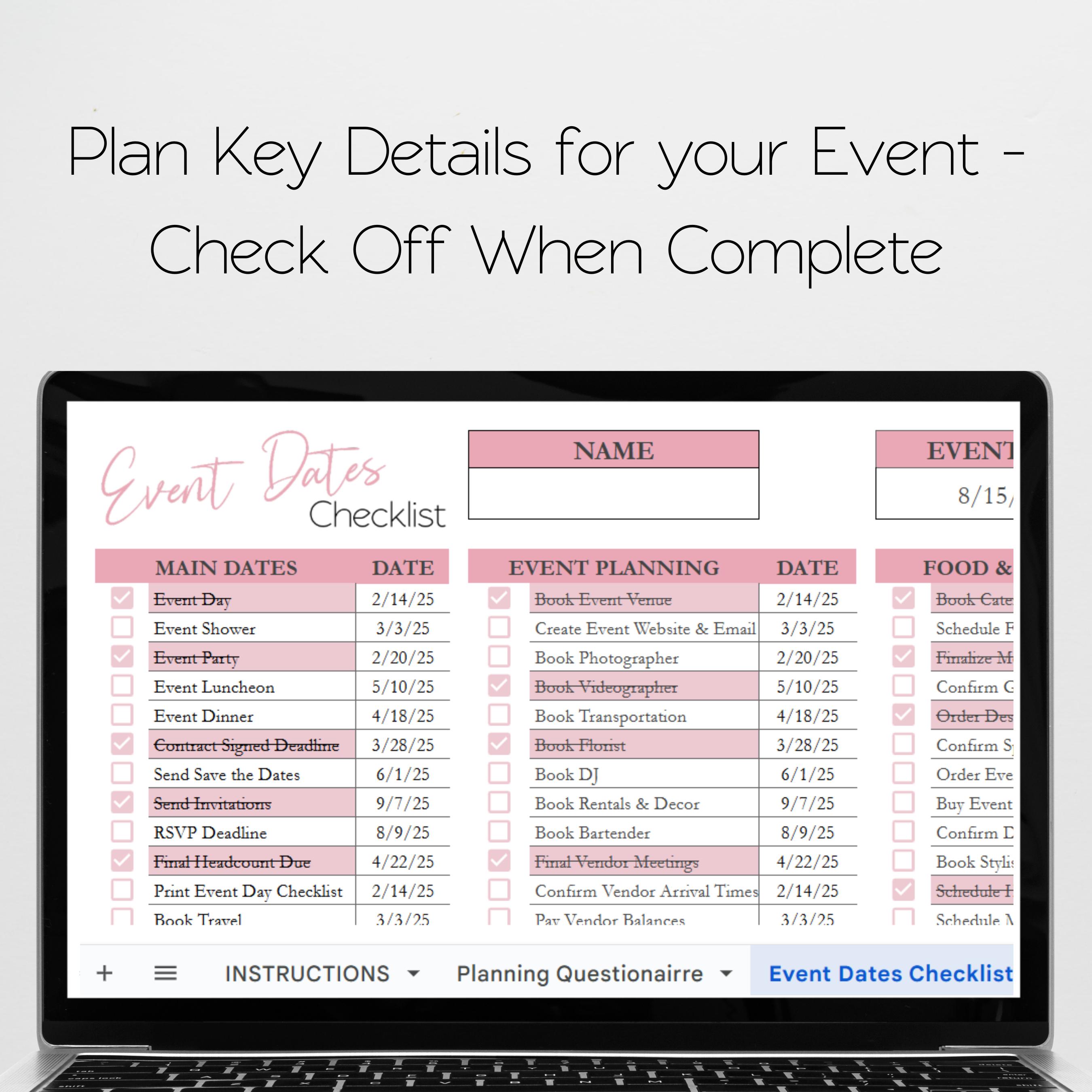 Event Planner Spreadsheet, Event Management Planner, Party Planning Template, Non Profit Event ...