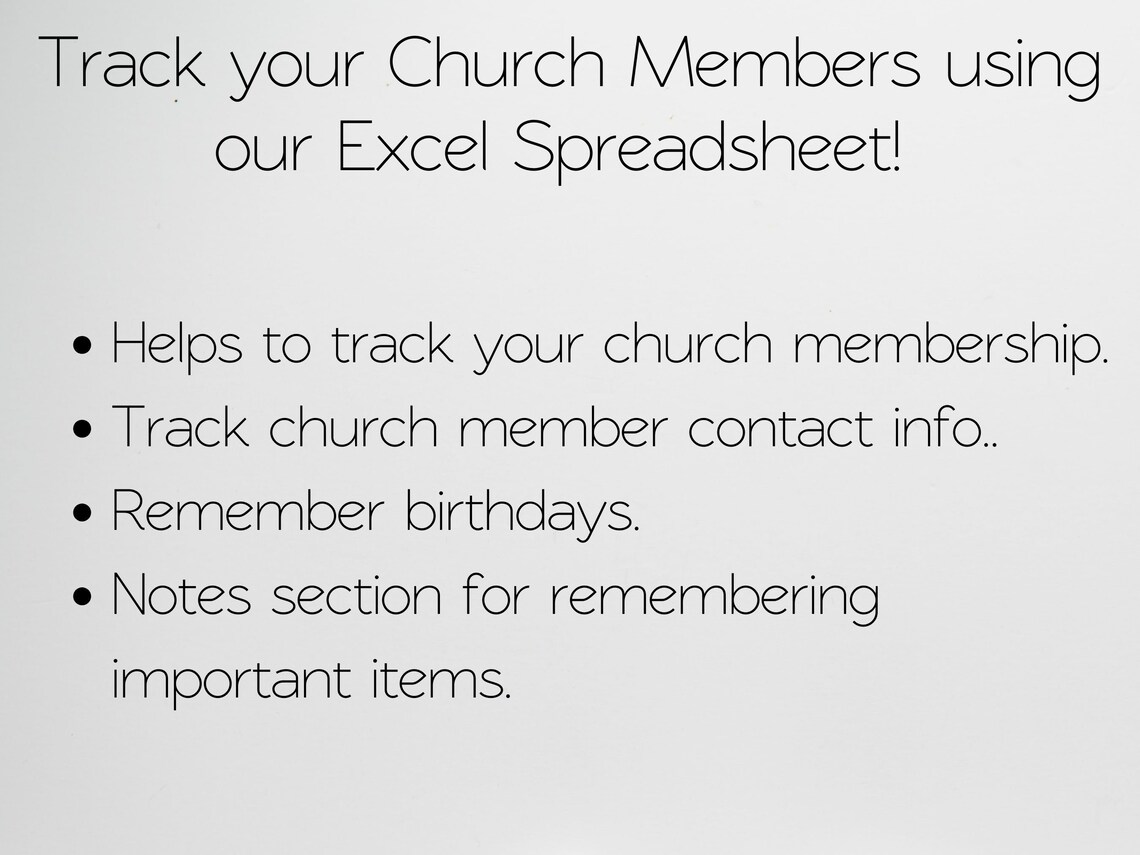 Church Membership Directory Template Excel Spreadsheet Church - Etsy