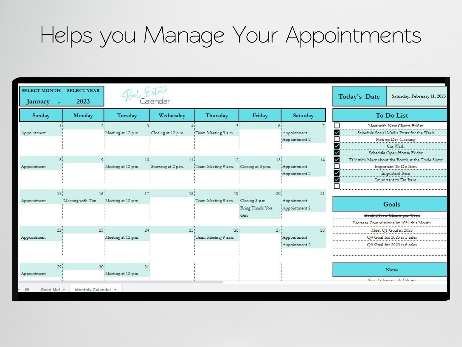 Real Estate Calendar Google Sheet Template, Real Estate Monthly ...