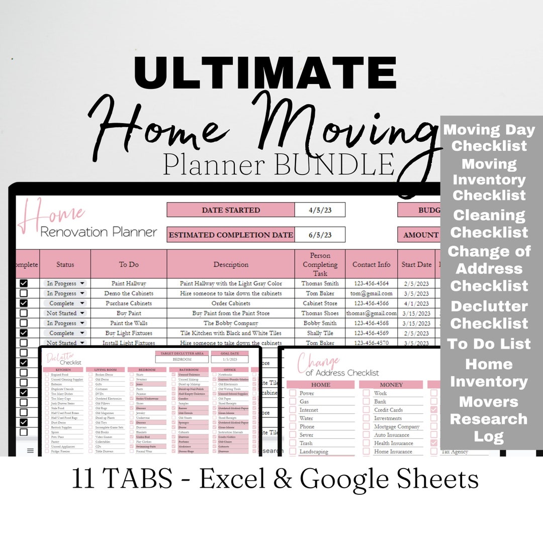 Moving Planner Checklist Bundle, Moving Template, Moving Planning, New ...