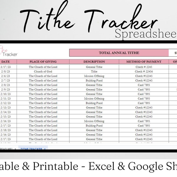 Church Tithe Tracker - Etsy
