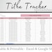 Tithe Tracker Excel Spreadsheet Tithes and Offerings - Etsy