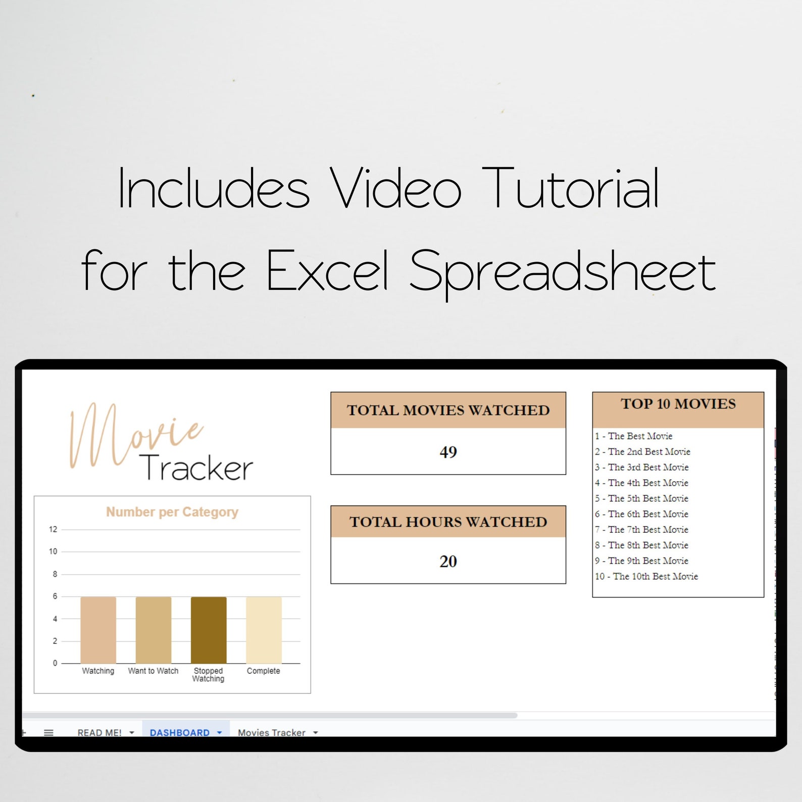Movie Tracker Excel Spreadsheet, Movies Tracking Google Sheets, Film ...