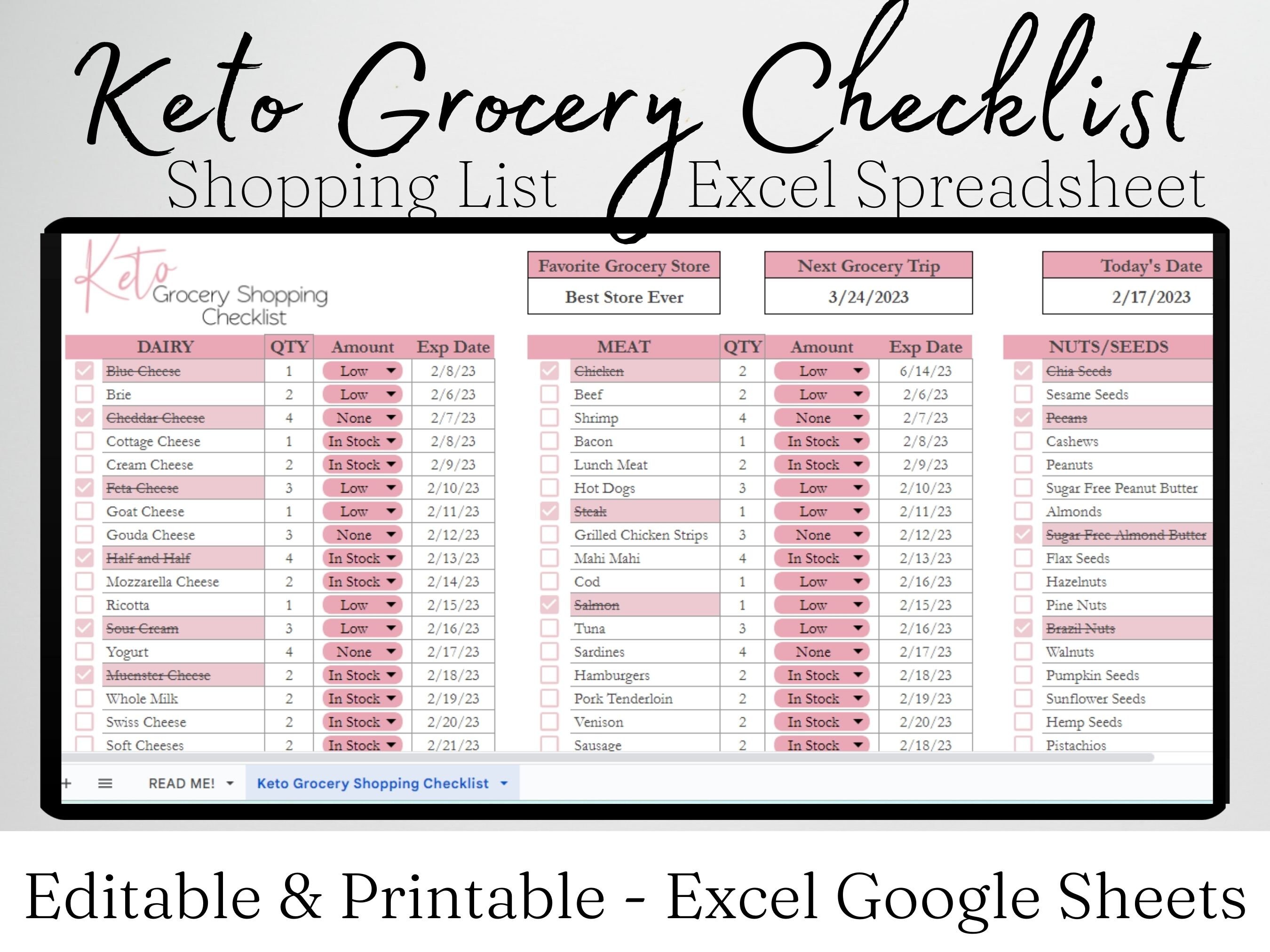 Keto Food List, Keto Grocery List Template Printable Keto Shopping List ...