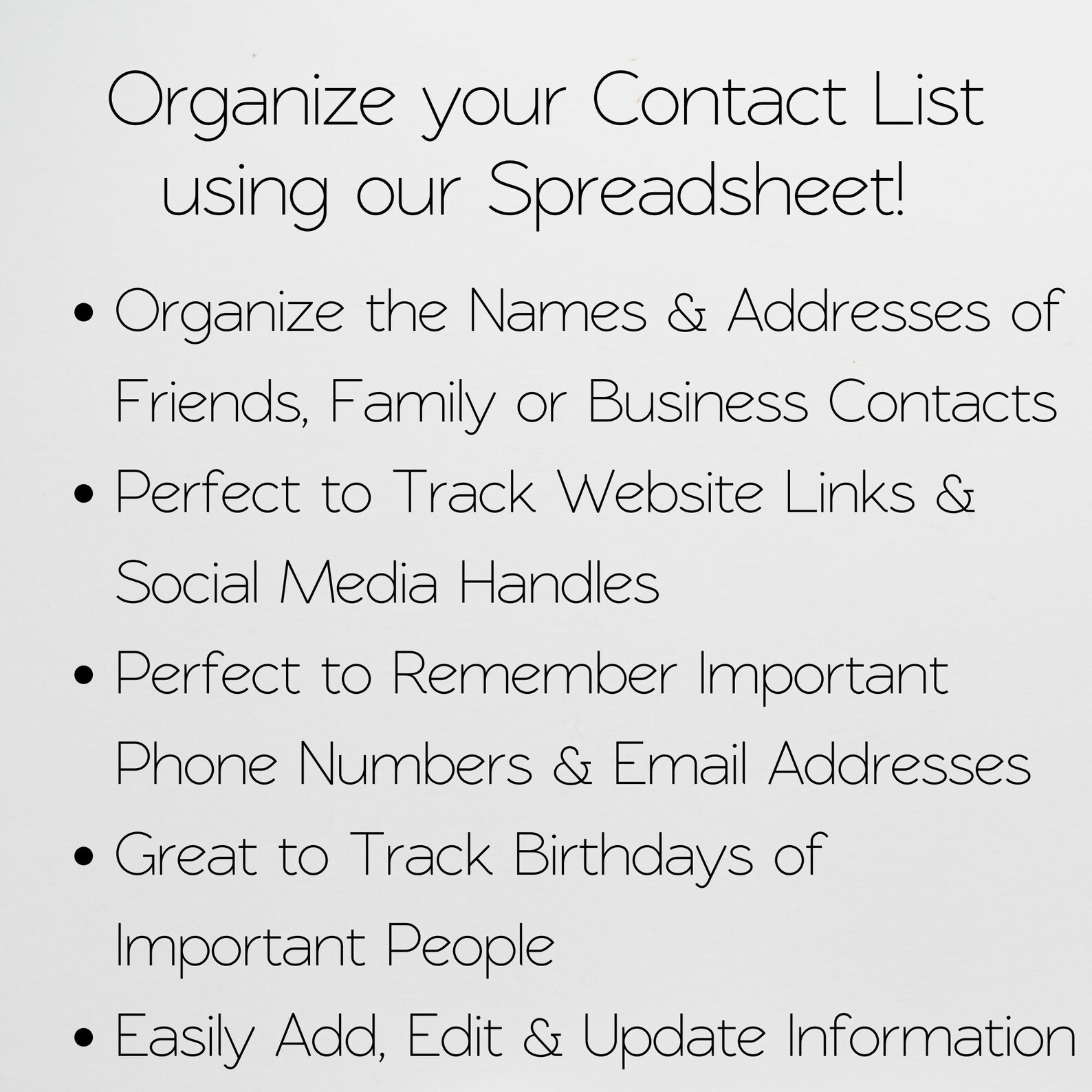 Contact List Template Excel Spreadsheet, Contact List Google Sheet ...