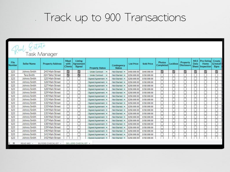 Real Estate Transaction Tracker, Realtor Checklist, Realtor Tracker ...