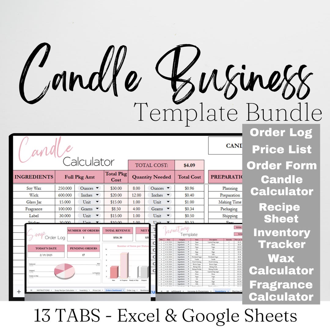 Candle Business Templates Bundle Google Sheets, Candles Business ...