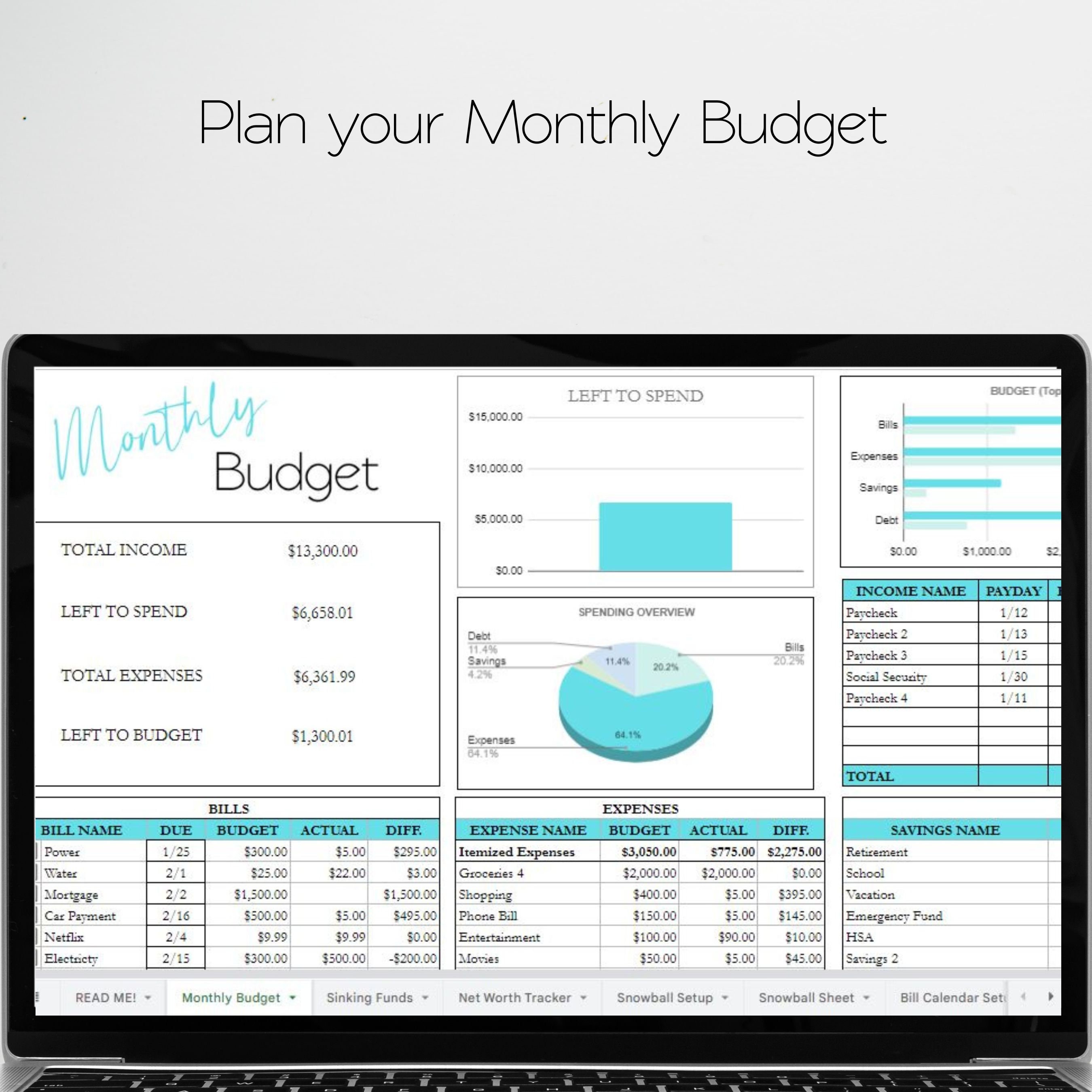 Ultimate Budget Bundle Spreadsheet, Financial Planner Spreadsheet ...