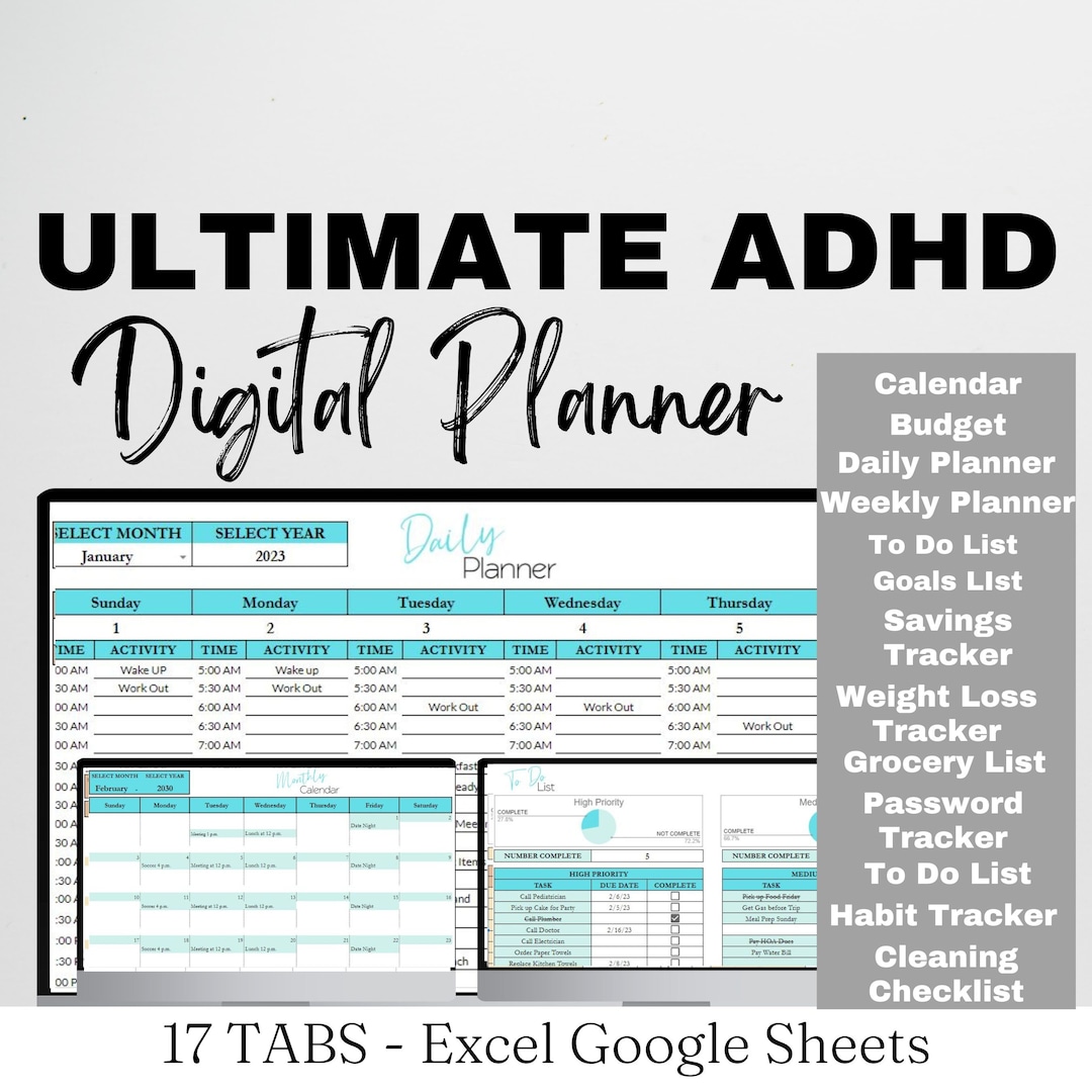 Life Planner Digital Template Google Sheets, ADHD Digital Planner, Life ...