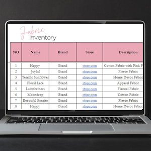 Fabric Inventory Tracker Excel Spreadsheet, Sewing Organizer, Fabric ...