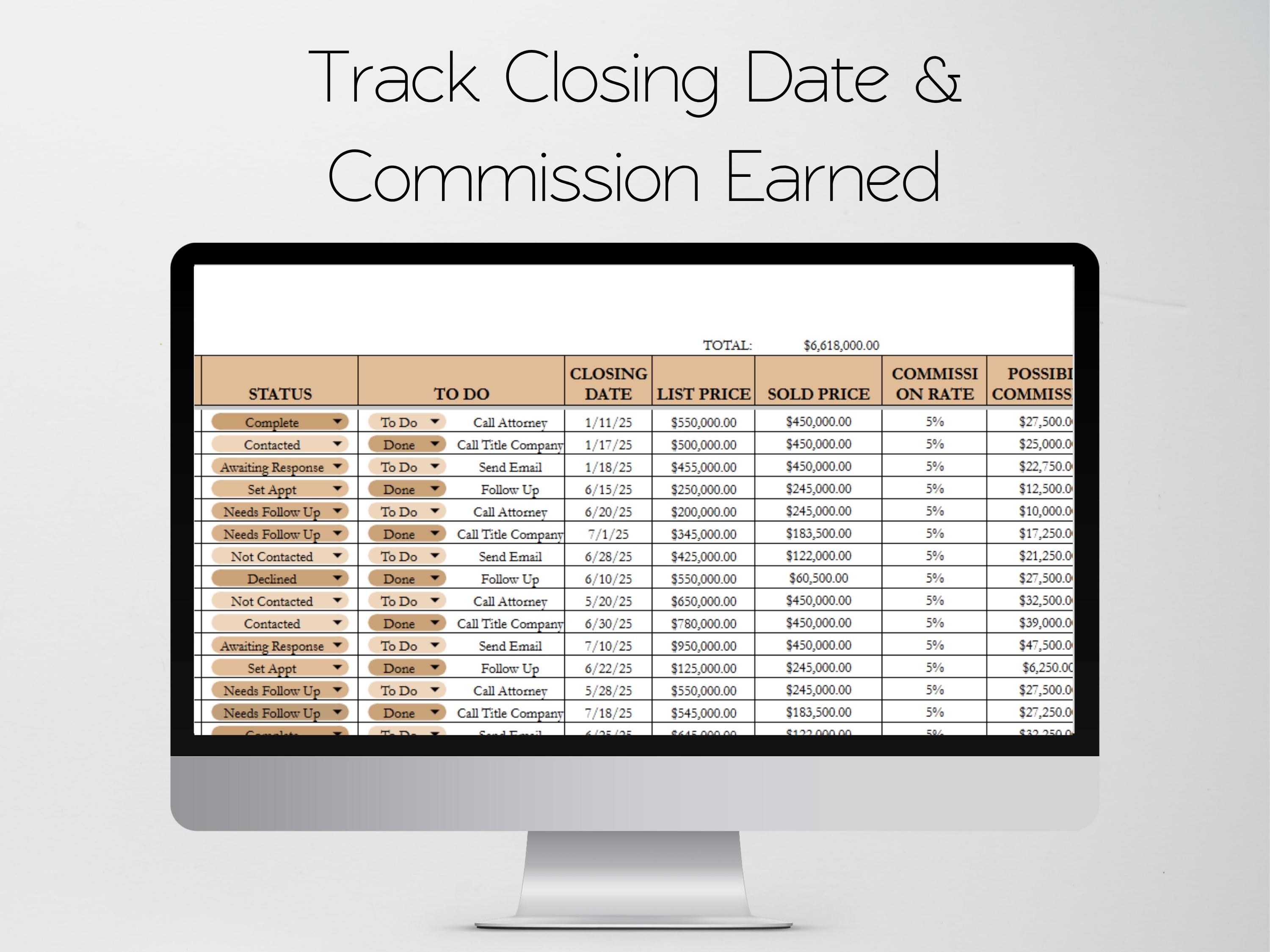 Real Estate Sales Tracker, Real Estate Sales Sheet, Real Estate ...