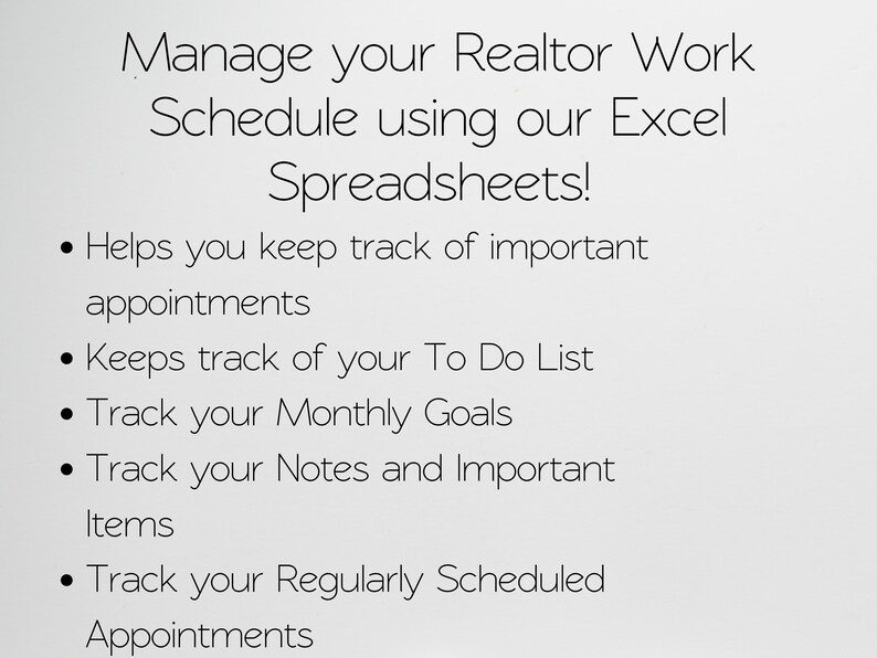 Realtor Monthly Calendar Digital Real Estate Calendar Excel - Etsy