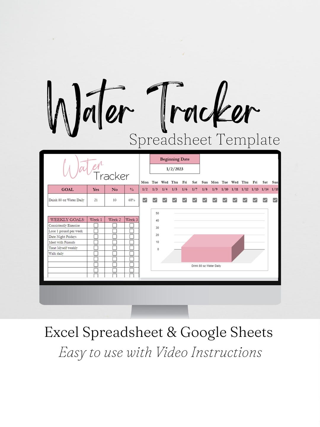 Water Tracker Template Excel Spreadsheet, Water Tracking Google Sheets ...