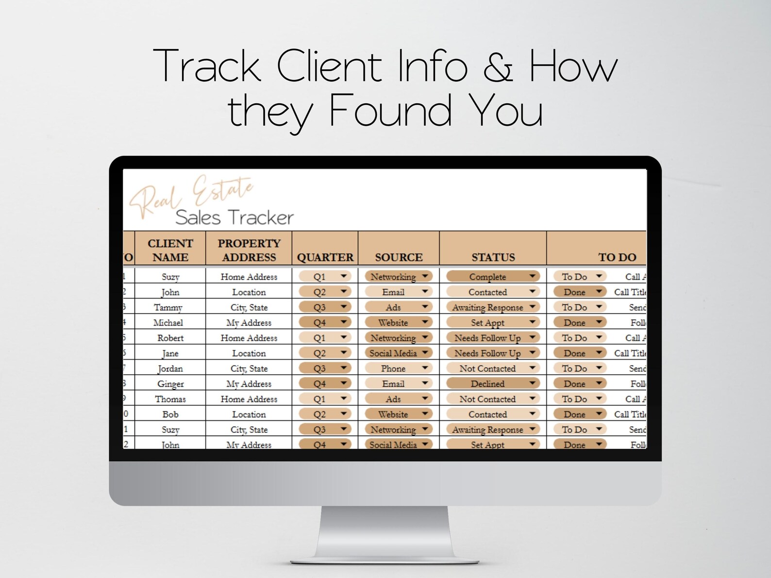 Real Estate Sales Tracker, Real Estate Sales Sheet, Real Estate ...