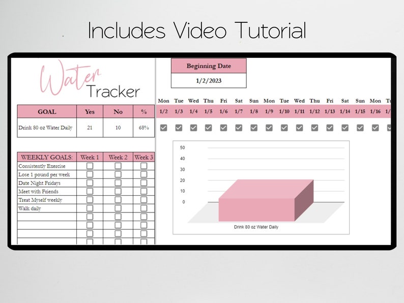 Water Tracker Template Excel Spreadsheet, Water Tracking Google Sheets ...