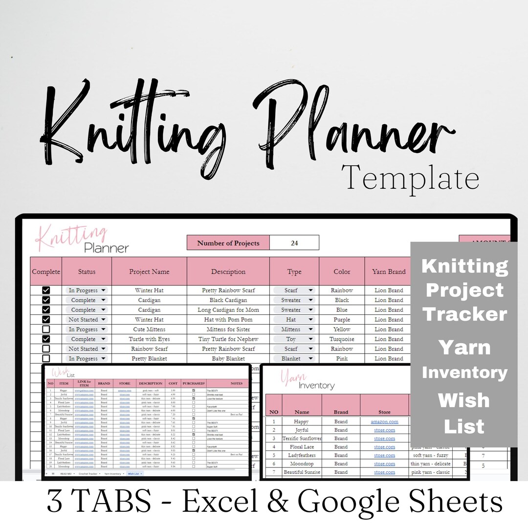 Knitting Planner, Knitting Tracker, Knitting Project Planner, Knitting ...